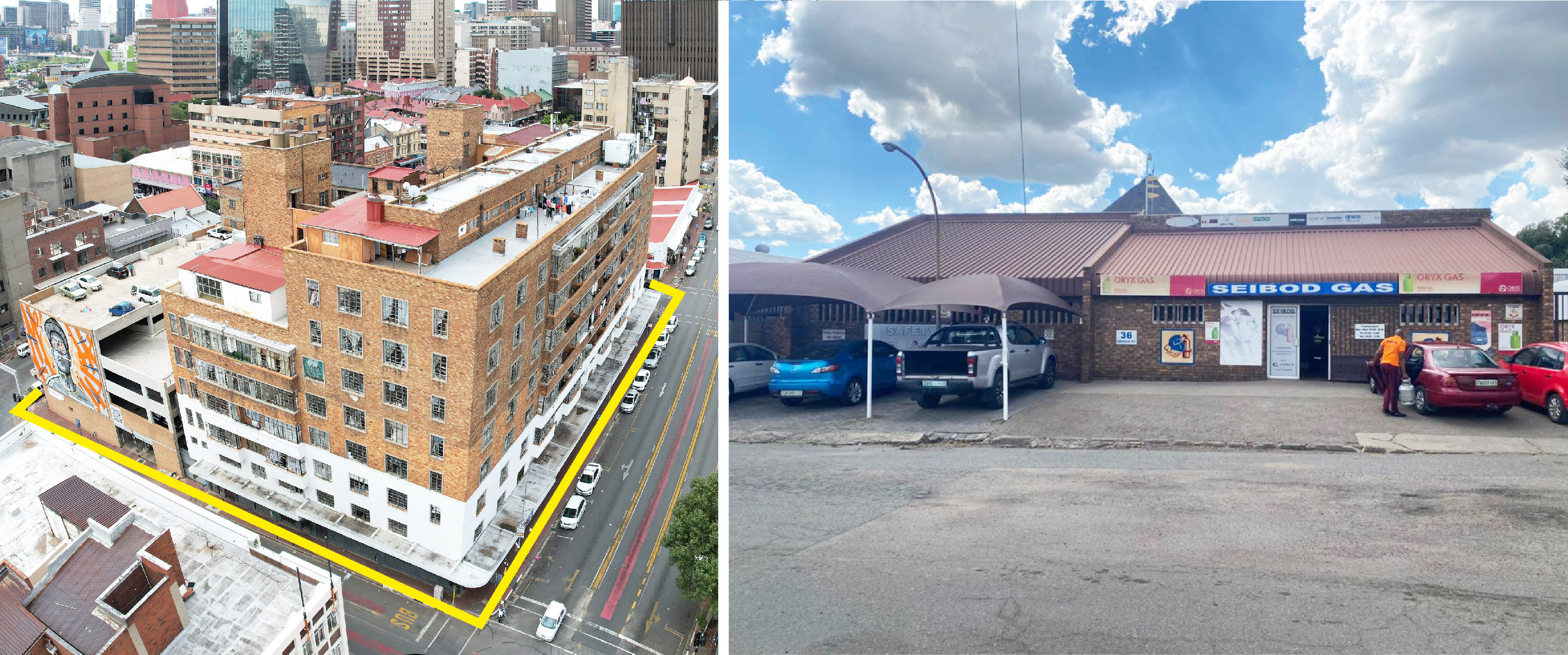 Johannesburg CBD Street Block with Shops, Apartments and Parkade